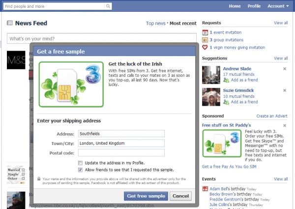 Example of new Facebook campaign launching today | Smart Insights
